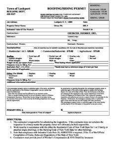 Roofing Siding Permit – Town of Lockport, NY